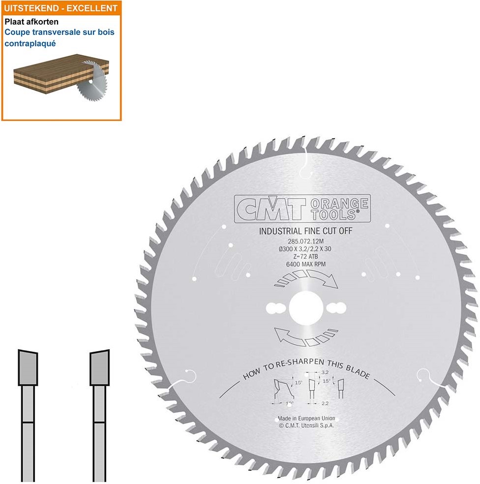 Afkortzaag met hardmetalen tanden geschikt voor hout