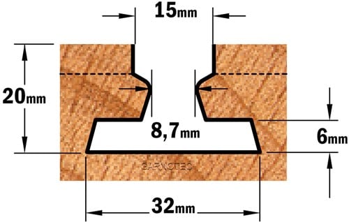 Frees voor T-sleuven, HW - Uniconstruct