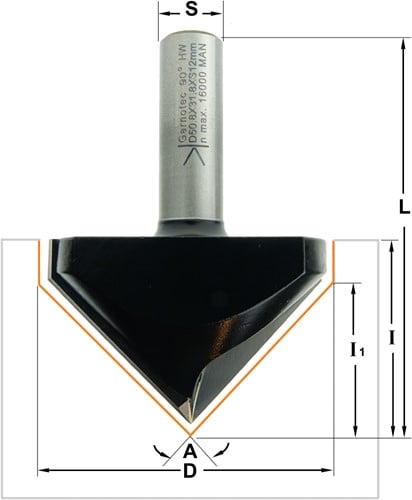 V-groef frees 90°, HW - Uniconstruct